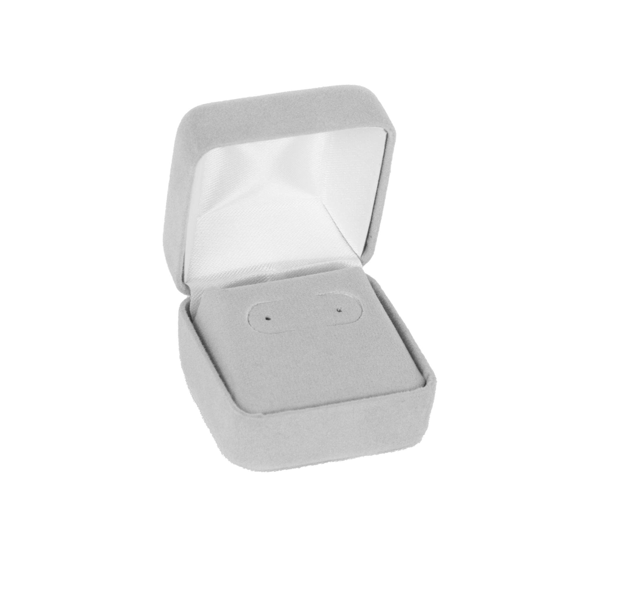 Velvet Square Single Earring Box with Matching Insert and White Satin