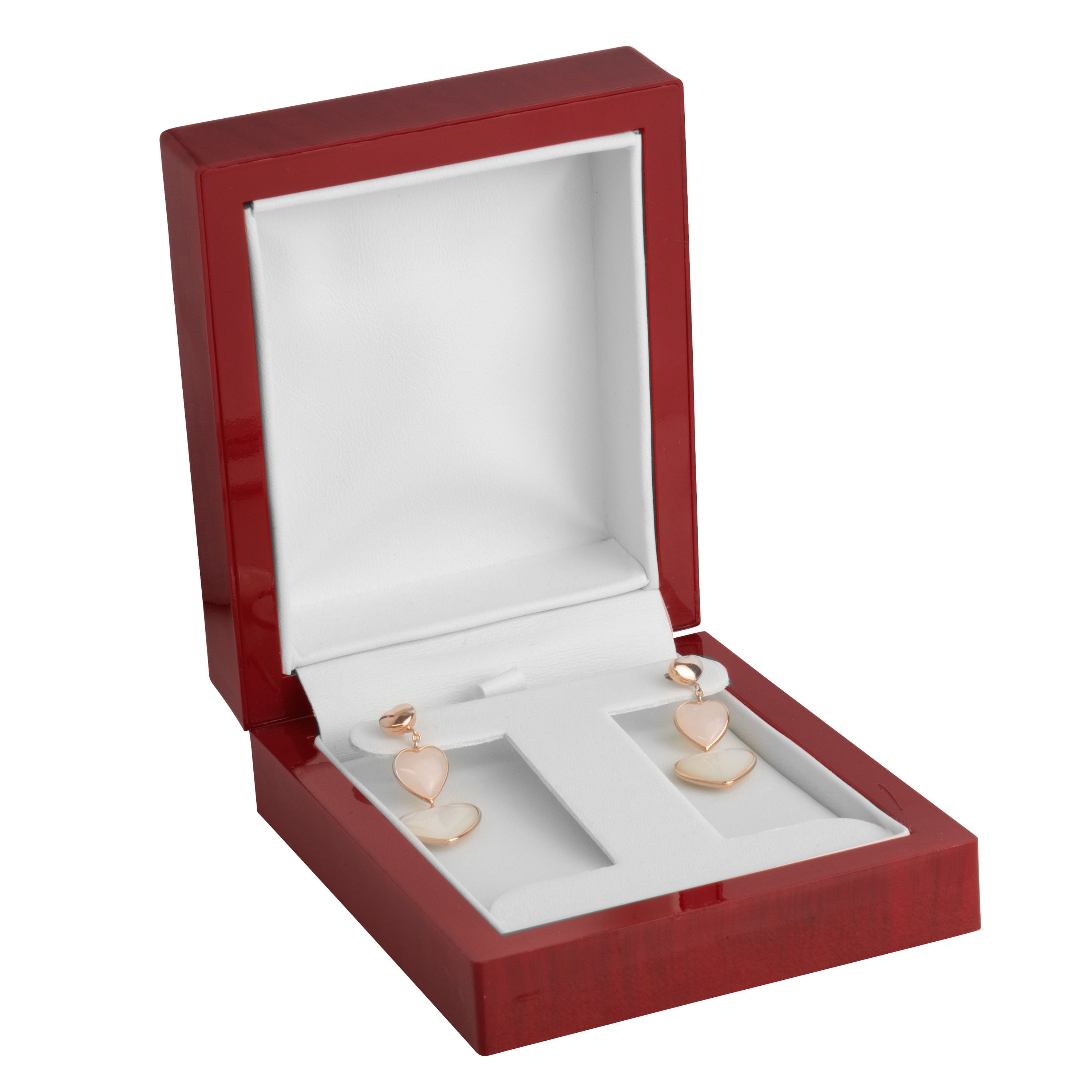 Rosewood Look French Clip Box with White Leatherette Interior